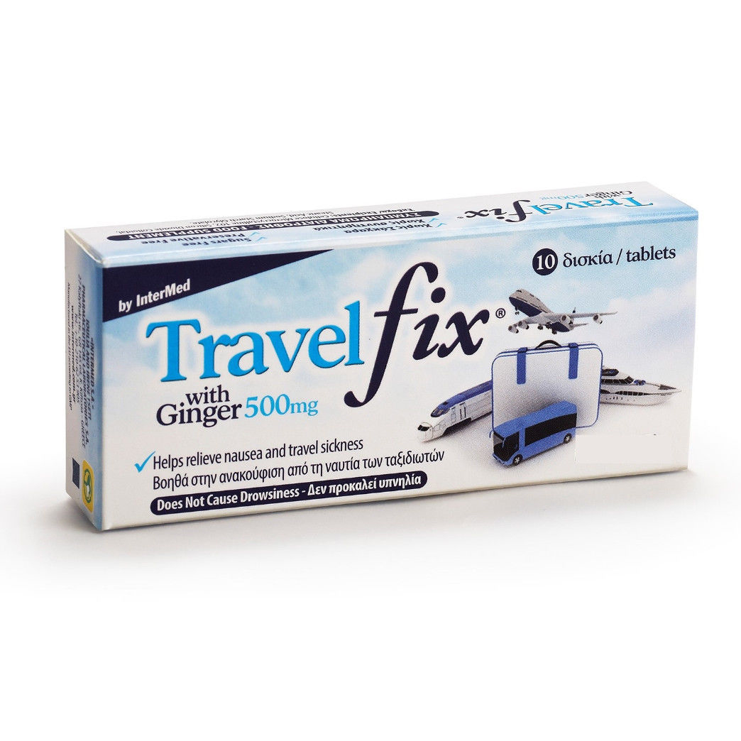 UNI-PHARMA Travel Fix with Ginger 500mg, Συμπλήρωμα Διατροφής Κατά της ...